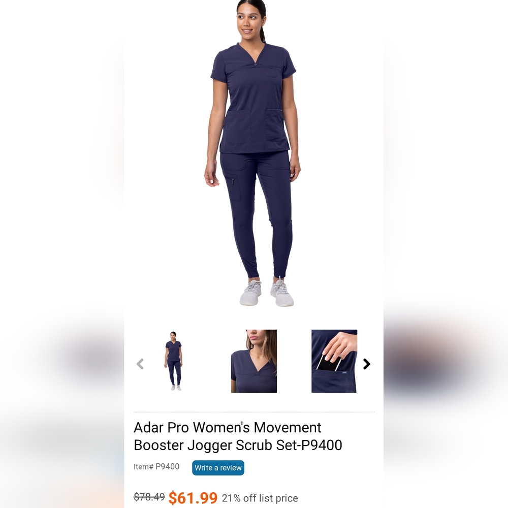 Adar Pro Movement Booster Scrub Set For Women - Gem